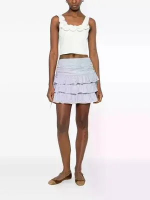 Sandro Floral Embellished Knit Cropped Top - White