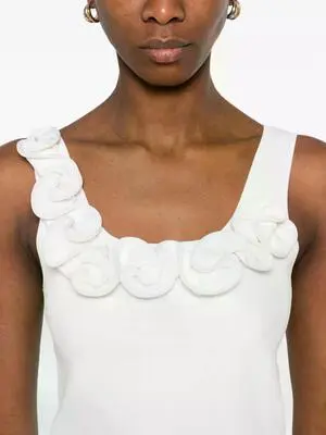 Sandro Floral Embellished Knit Cropped Top - White