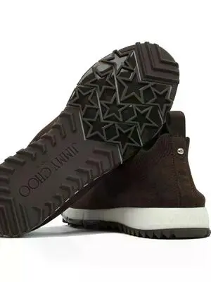 JIMMY CHOO Veles Cashmere Faux Pearl Detail Sneakers - Brown