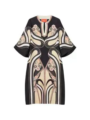 La DoubleJ Ambrosia Print Silk Twill Kaftan Dress - Black