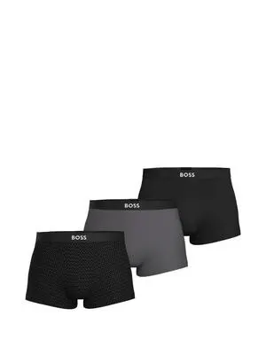 BOSS Three-pack Of Stretch-cotton Trunks With Logos - Black