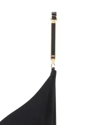Elisabetta Franchi Asymmetric Draped Maxi Dress With Jewelled Clasp - Black