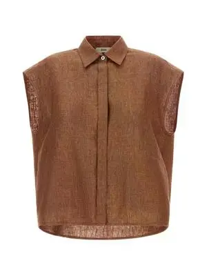 Herno Sleeveless Boxy Fit Shirt - Brown