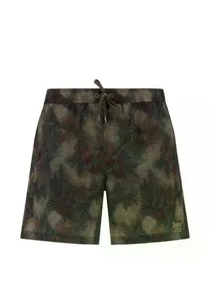 Herno Tropical-pattern Swim Shorts - Brown
