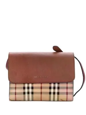 Burberry Loxley Haymarket Coated Canvas And Leather Small Cross Body Bag - Brown