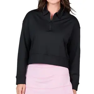 SOFIBELLA Quarter-zip Golf Pullover - Black