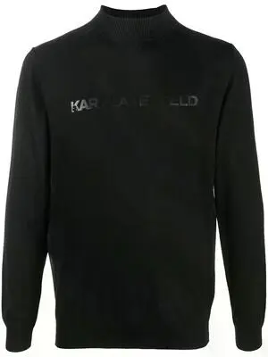Karl Lagerfeld Knitted Mock-neck Logo Sweater