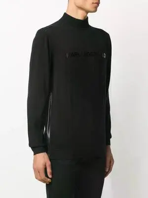 Karl Lagerfeld Knitted Mock-neck Logo Sweater