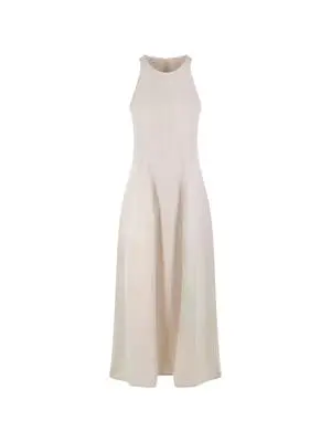Brunello Cucinelli Twill Sleeveless Midi Dress - Neutrals