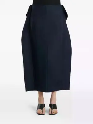 Khaite Gorgi Linen Suiting Skirt - Blue