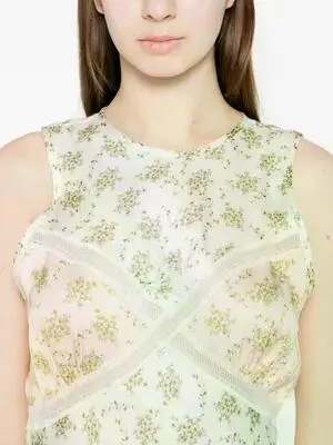 Sandro Floral Print Lace Trim Maxi Dress - Neutrals