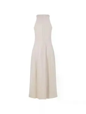 Brunello Cucinelli Twill Sleeveless Midi Dress - Neutrals