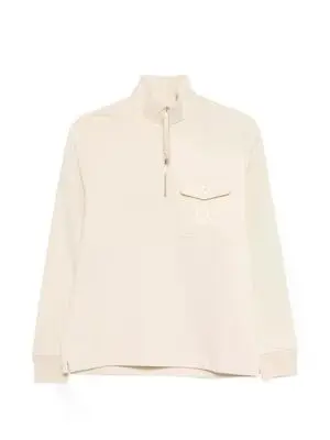 C.P. COMPANY Diagonal Raised Quarter-zip Sweatshirt With Logo Detail