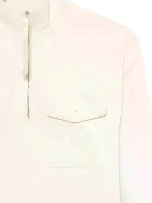 C.P. COMPANY Diagonal Raised Quarter-zip Sweatshirt With Logo Detail