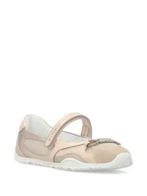 Pinko Sporty Ballet Flats With Leather, Suede, And Mesh Inserts - Pink