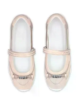 Pinko Sporty Ballet Flats With Leather, Suede, And Mesh Inserts - Pink