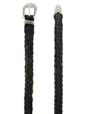 ALBERTO LUTI Braided Leather Belt - Black