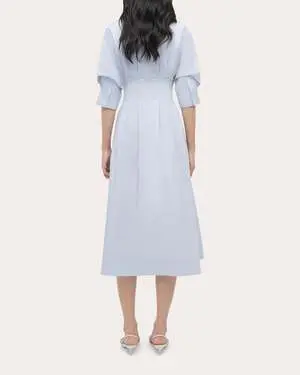 Simkhai Jazz Pleated Poplin Midi Shirt Dress - Blue