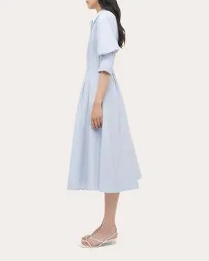 Simkhai Jazz Pleated Poplin Midi Shirt Dress - Blue