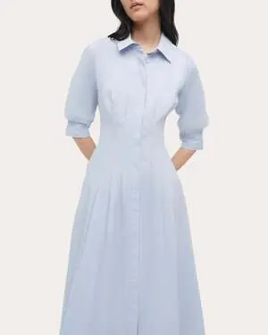 Simkhai Jazz Pleated Poplin Midi Shirt Dress - Blue