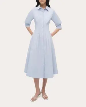 Simkhai Jazz Pleated Poplin Midi Shirt Dress - Blue