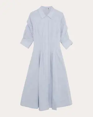 Simkhai Jazz Pleated Poplin Midi Shirt Dress - Blue