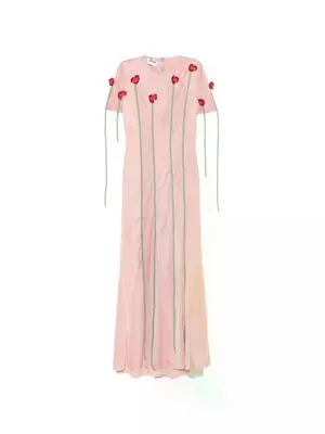 Moschino Lightweight Jersey Dress With Floral Appliqu - Pink
