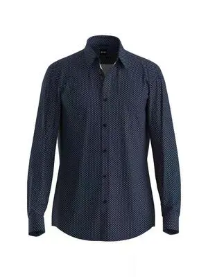BOSS Printed Regular-fit Shirt In Performance-stretch Jersey - Blue