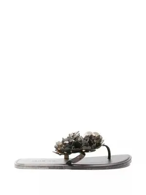 Farm Rio Floral Embellishment Flip-flops - Black