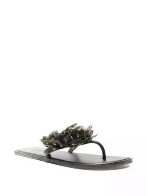 Farm Rio Floral Embellishment Flip-flops - Black
