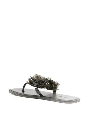 Farm Rio Floral Embellishment Flip-flops - Black