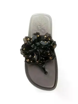 Farm Rio Floral Embellishment Flip-flops - Black