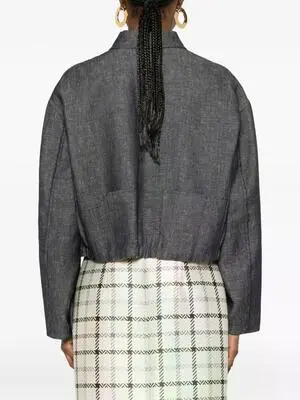 Fendi Flower-appliqué Cropped Jacket - Blue