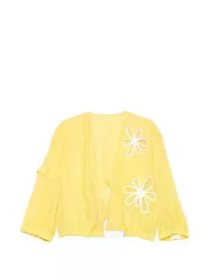 Fendi Organza Bomber Jacket With Floral Appliqu - Yellow