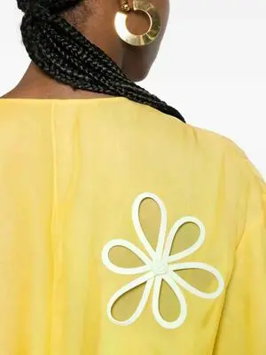 Fendi Organza Bomber Jacket With Floral Appliqu - Yellow