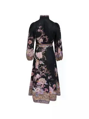 Zimmermann Luna Floral-print Midi Dress - Black