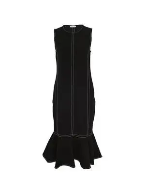 AMI Paris Peplum Midi Dress - Black
