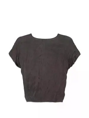ALYSI Gathered V-neck Blouse - Brown