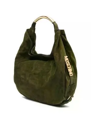 Moschino Medium Handle Me Logo-plaque Suede Bucket Bag