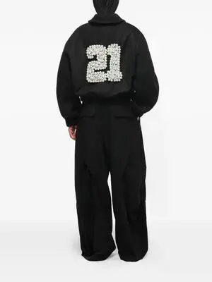 ANOUKI Pearl-embellished Bomber Jacket