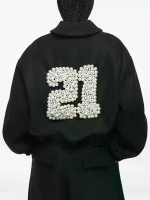 ANOUKI Pearl-embellished Bomber Jacket