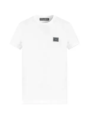 Dolce & Gabbana Cotton T-shirt With Branded Tag - White