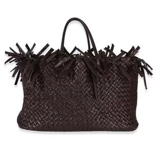 Bottega Veneta Nappa Intrecciato Fringe Oversized Cabat Tote - Red