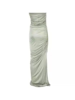 Rick Owens Draped Slit Maxi Dress - Green