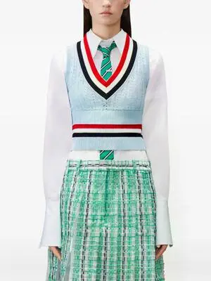 Thom Browne Stripe-ladder Cable Vest - Blue