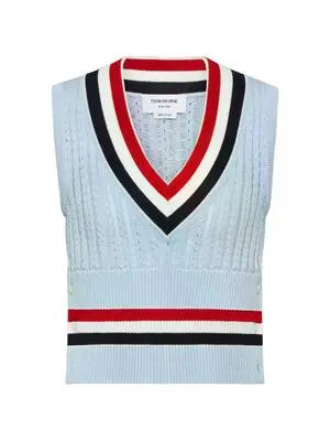 Thom Browne Stripe-ladder Cable Vest - Blue