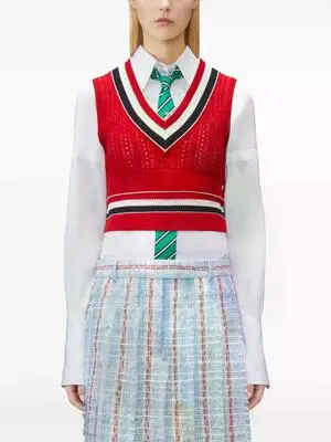 Thom Browne Stripe Cable Vest - Red