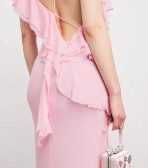 SELF-PORTRAIT Georgette Ruffled One-shoulder Maxi Dress