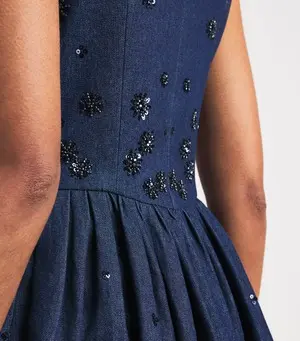 Maje Denim Embellished Mini Dress - Blue