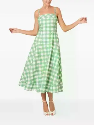 Rosie Assoulin Embroidered Gingham Midi Dress - Green